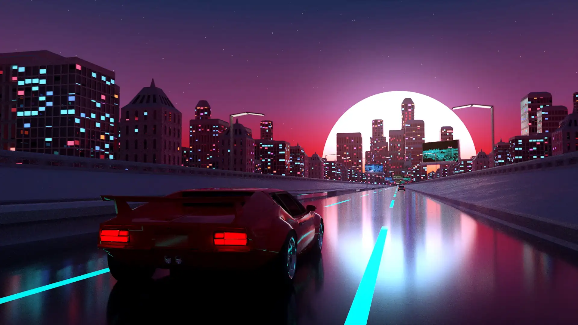 Retro Car Sunset Ride Live Wallpaper