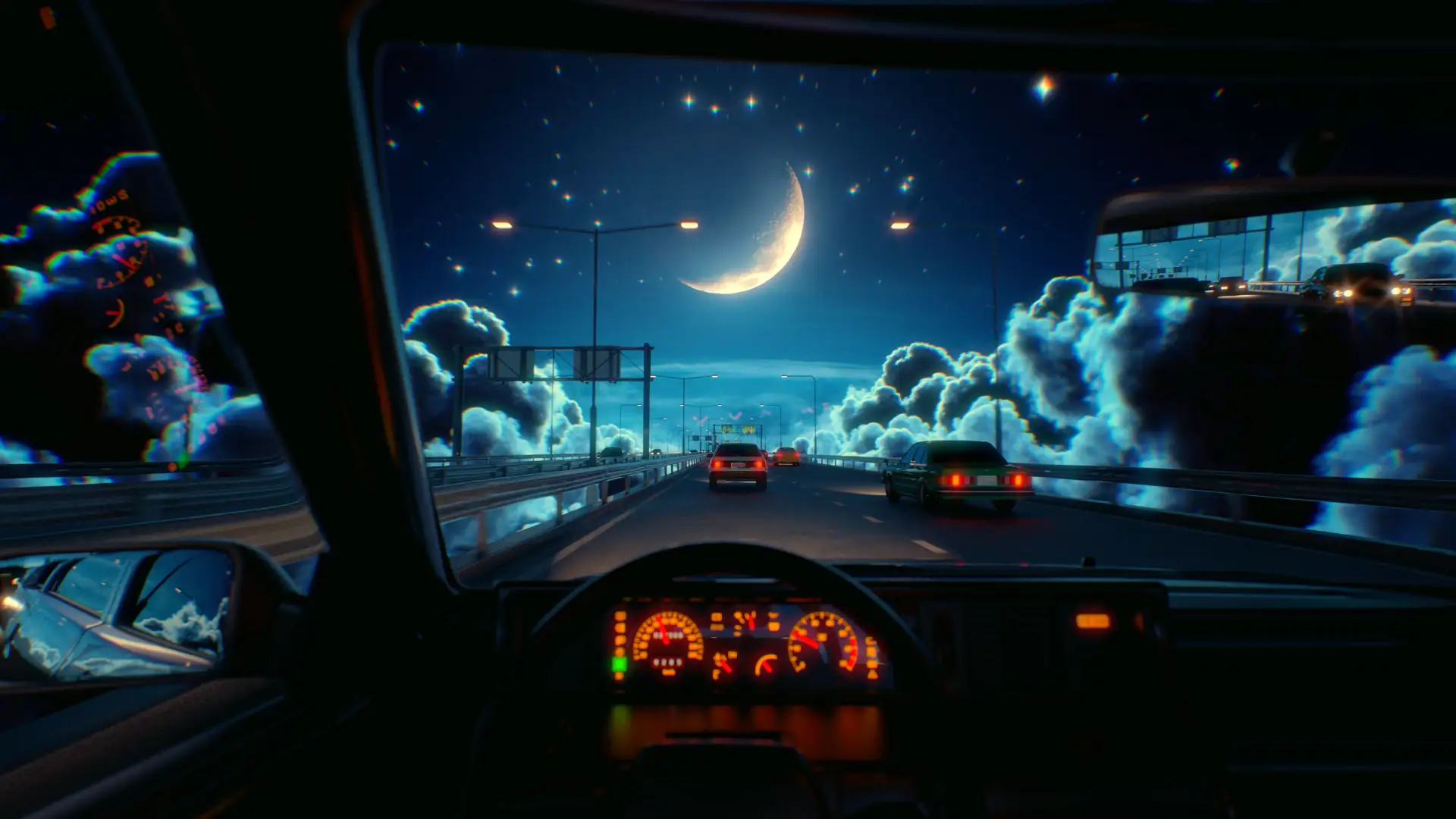 Night Drive Clouds Live Wallpaper