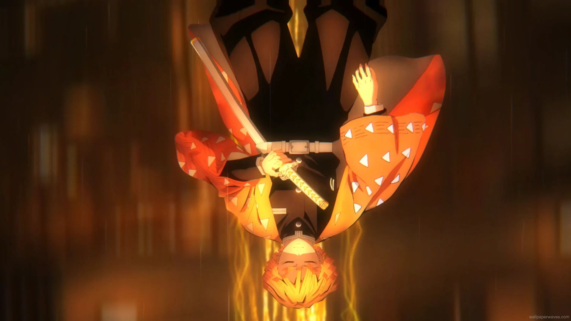 Zenitsu Falling Into The Infinity Castle Live Wallpaper