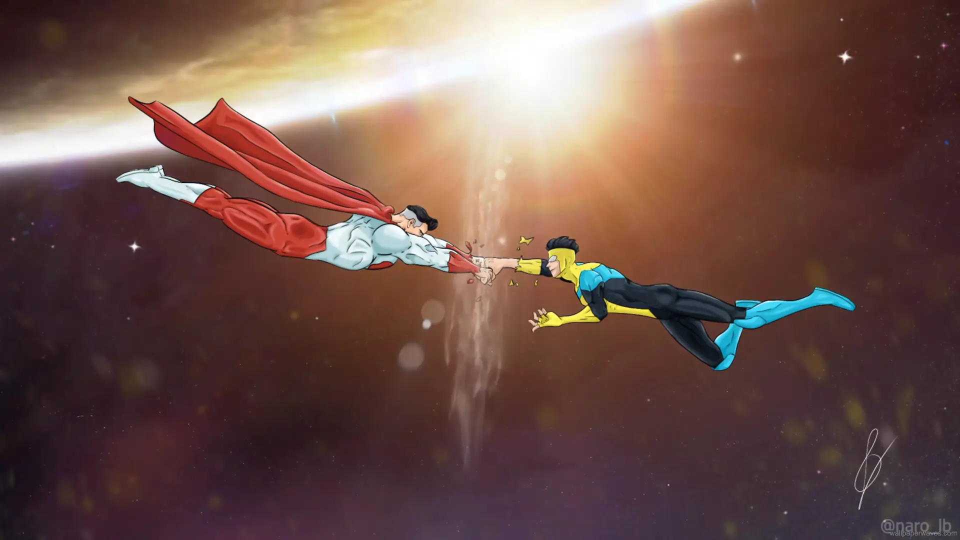 Omni Man Vs Invincible In Space Live Wallpaper