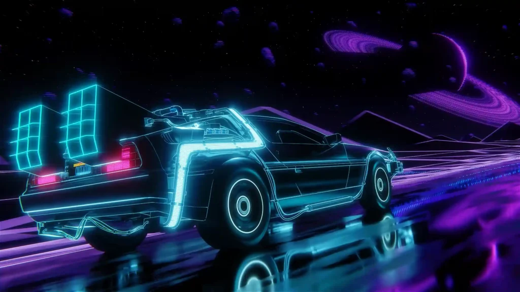 Cyberpunk DeLorean Neon Space Drive Live Wallpaper