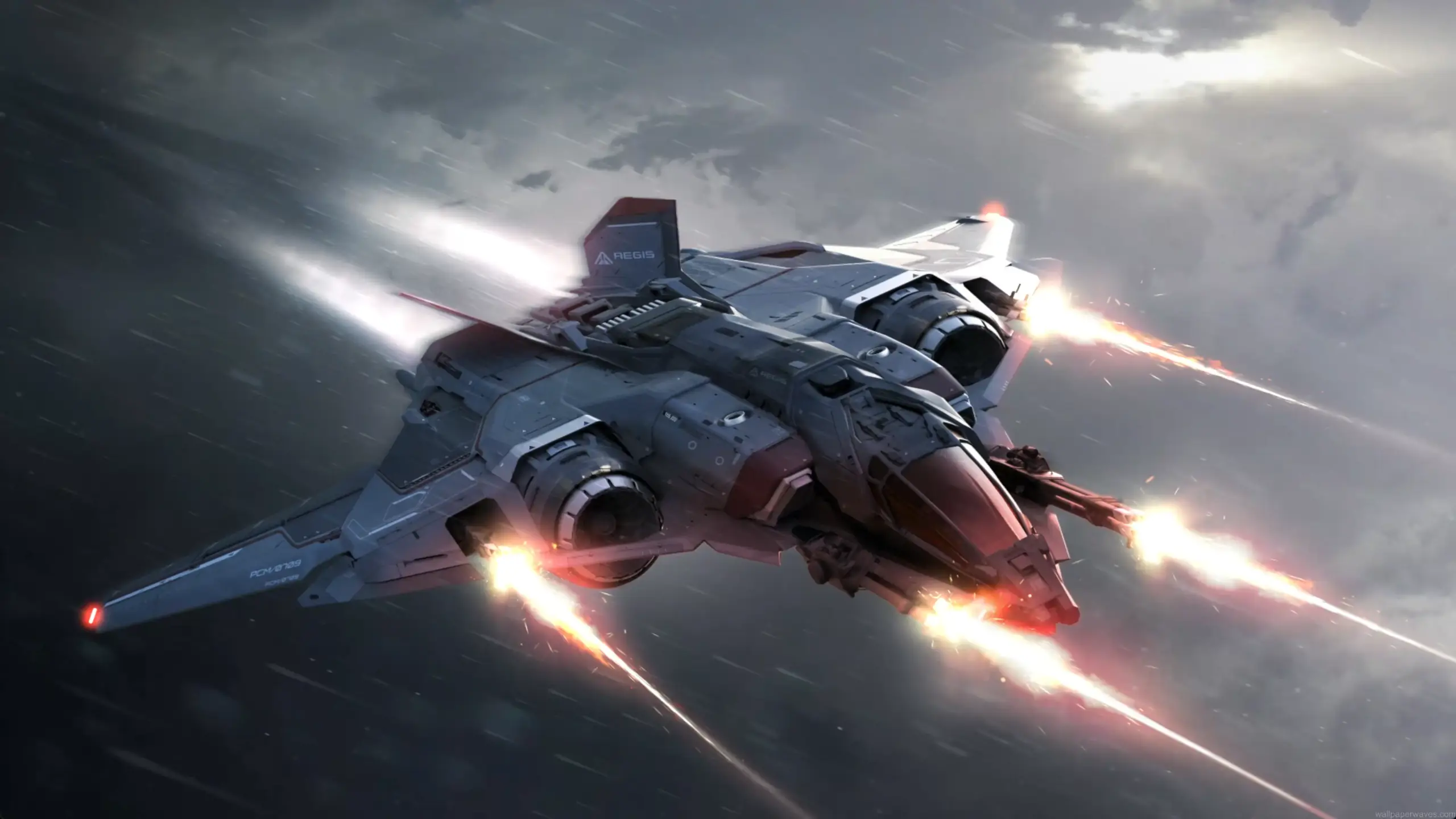 Aegis Space Combat Jet in Storm Live Wallpaper