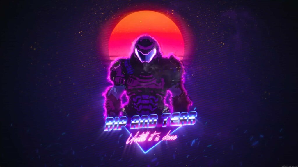 Rip and Tear Doom Slayer Neon Live Wallpaper