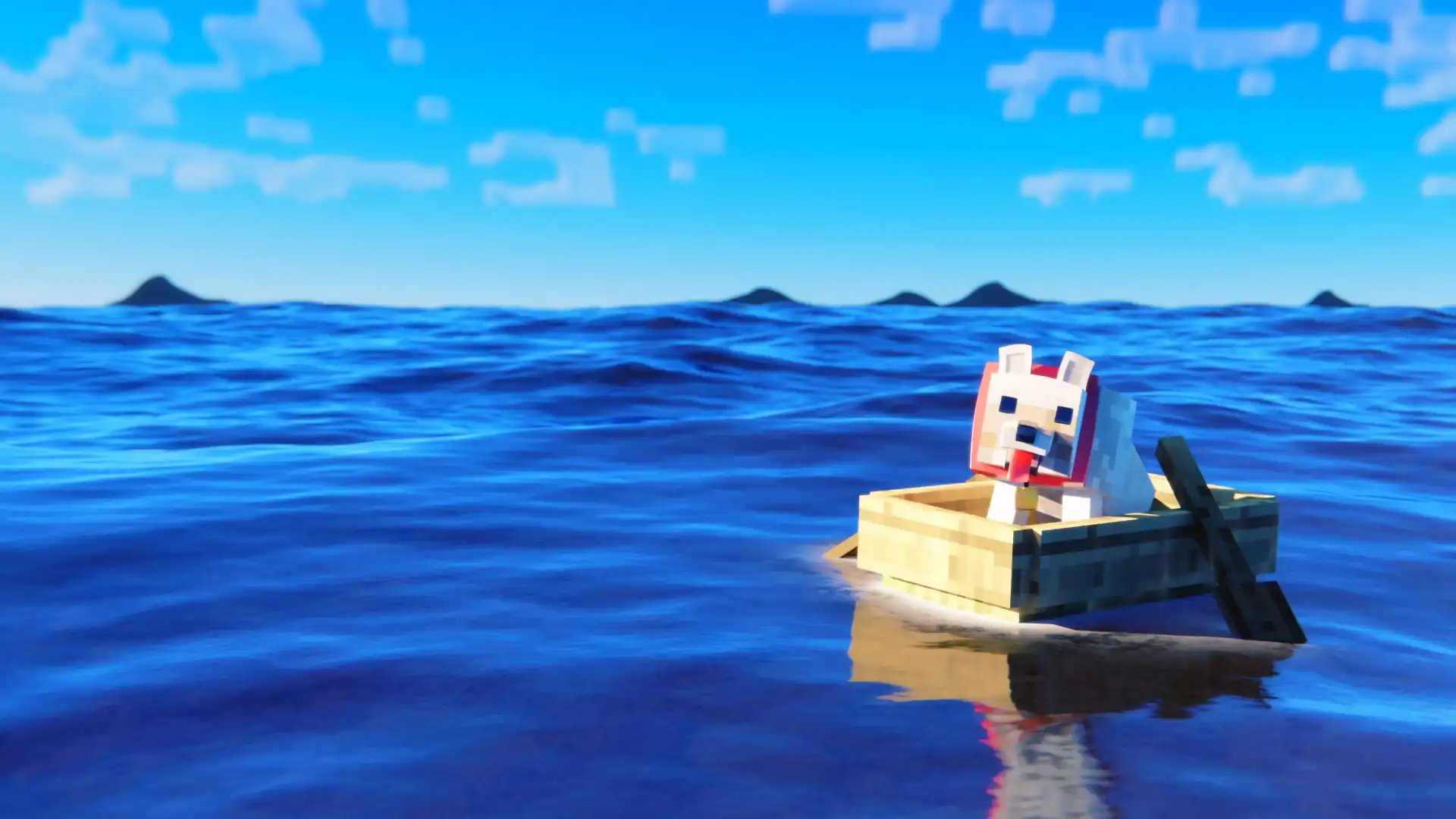 Minecraft Dog Sailing the Ocean Live Wallpaper