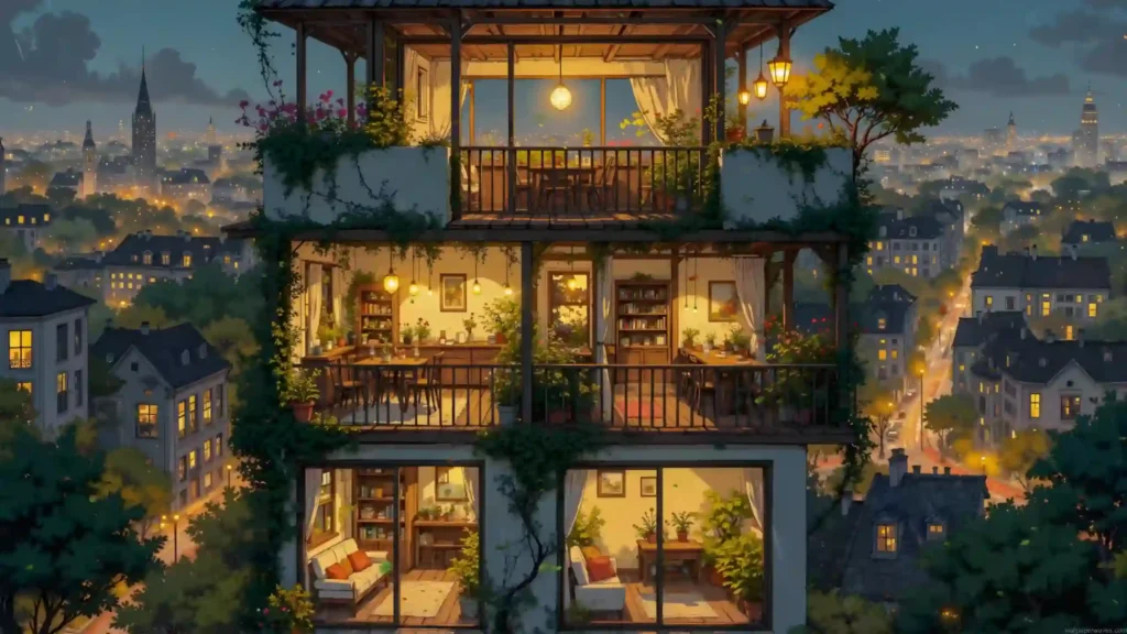 Cozy Rooftop City Apartment Live Wallpaper